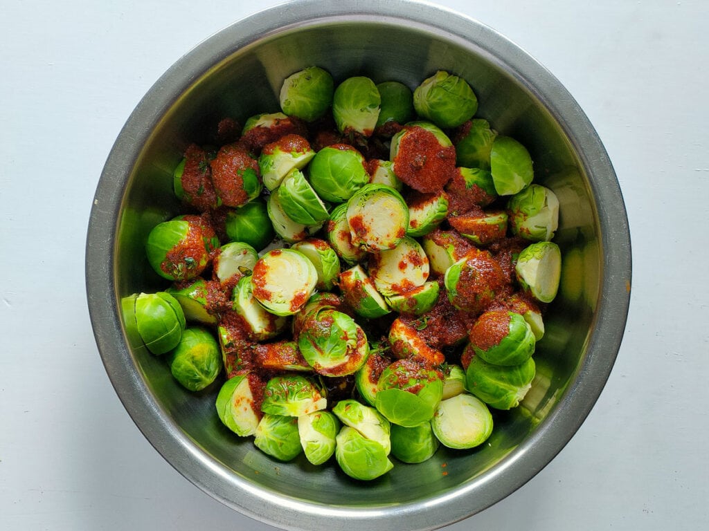 Roasted Marinated Brussels Sprouts With Yogurt Sauce - Go Healthy Ever ...