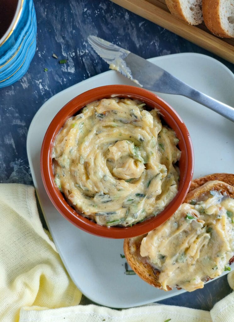 Easy Homemade Roasted Garlic Butter With Herbs - Go Healthy Ever After