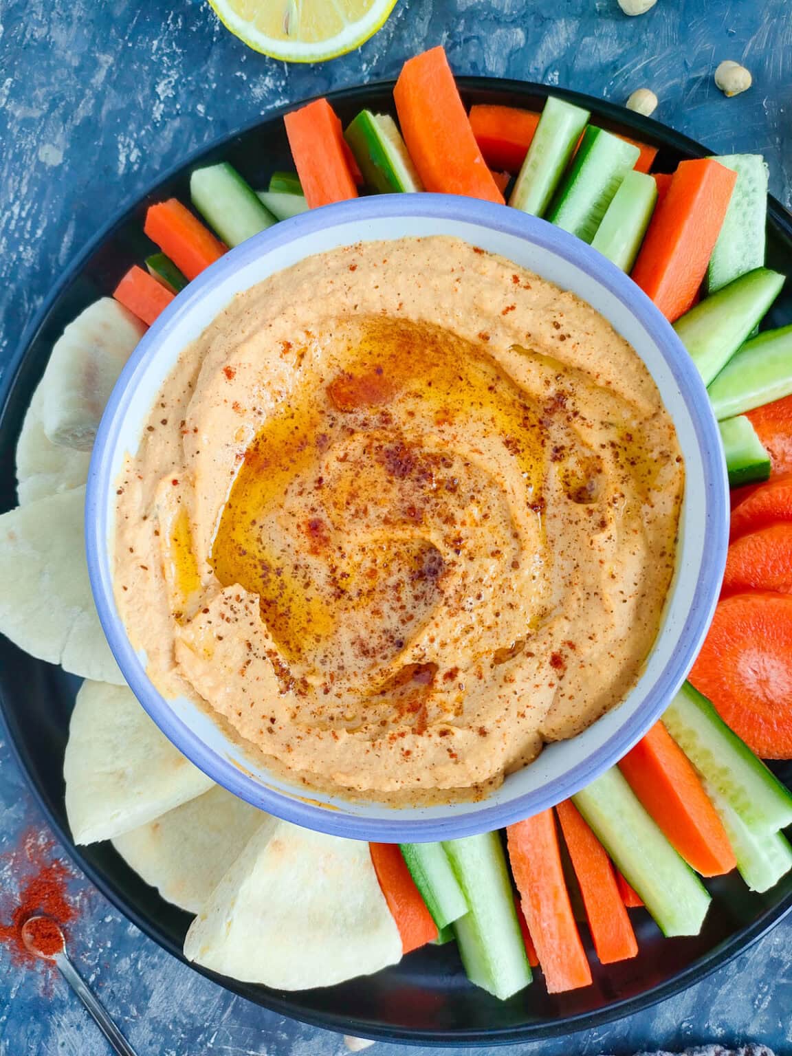 Smoked Paprika Hummus With Roasted Garlic - Go Healthy Ever After