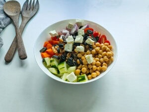 Easy Mediterranean Hummus Salad - Go Healthy Ever After