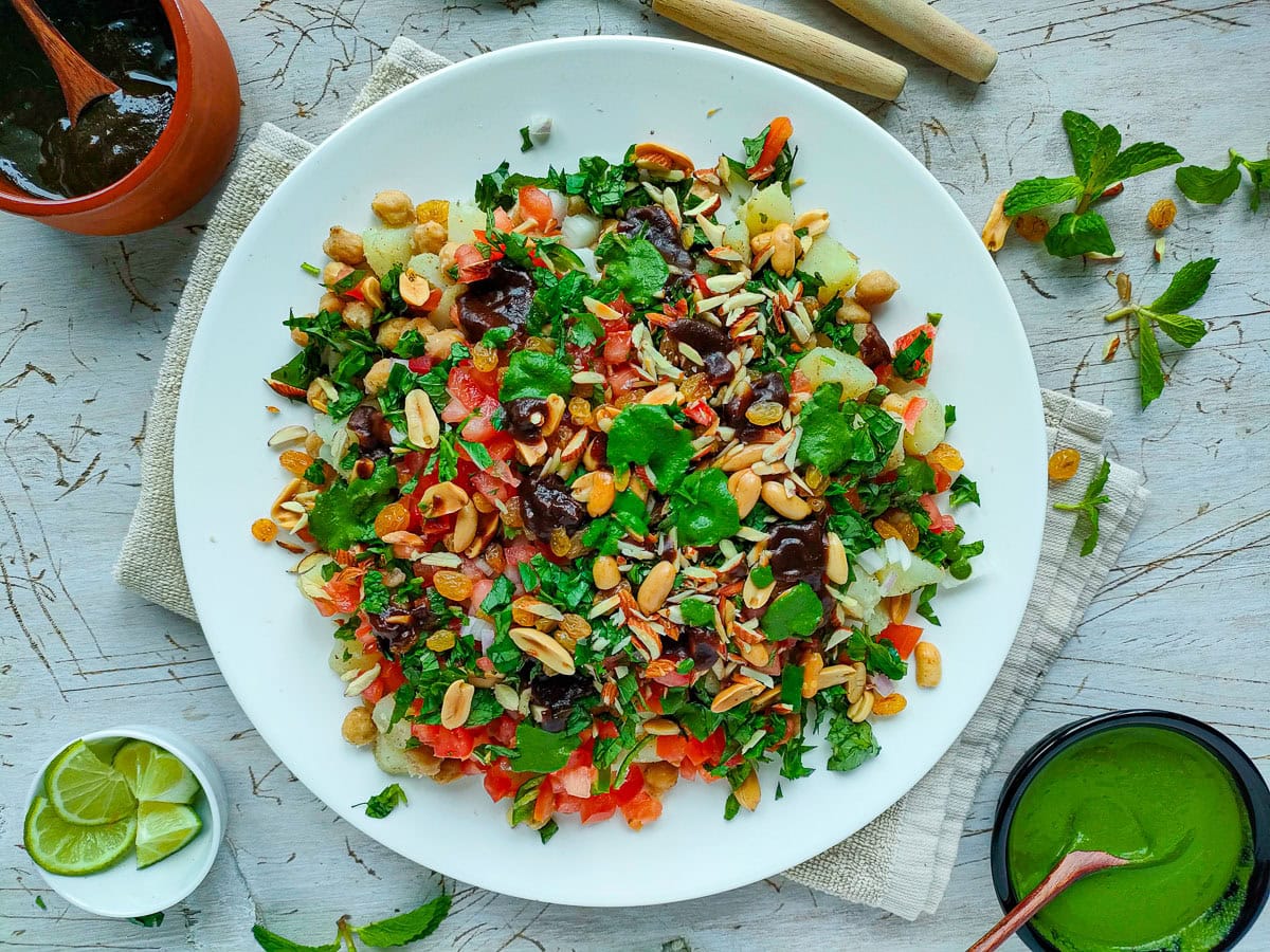 Homemade Aloo Chana Chaat (Chickpea Potato Chaat) - Go Healthy Ever After