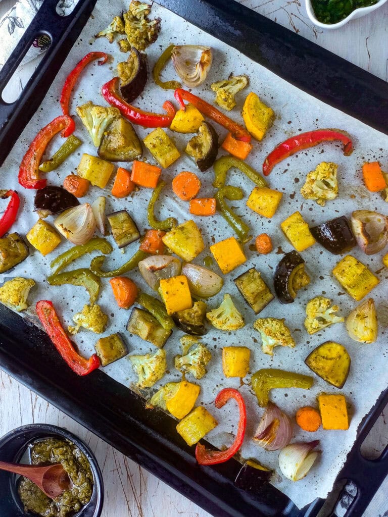 Easy Roasted Pesto Vegetables (Mediterranean Style) - Go Healthy Ever After