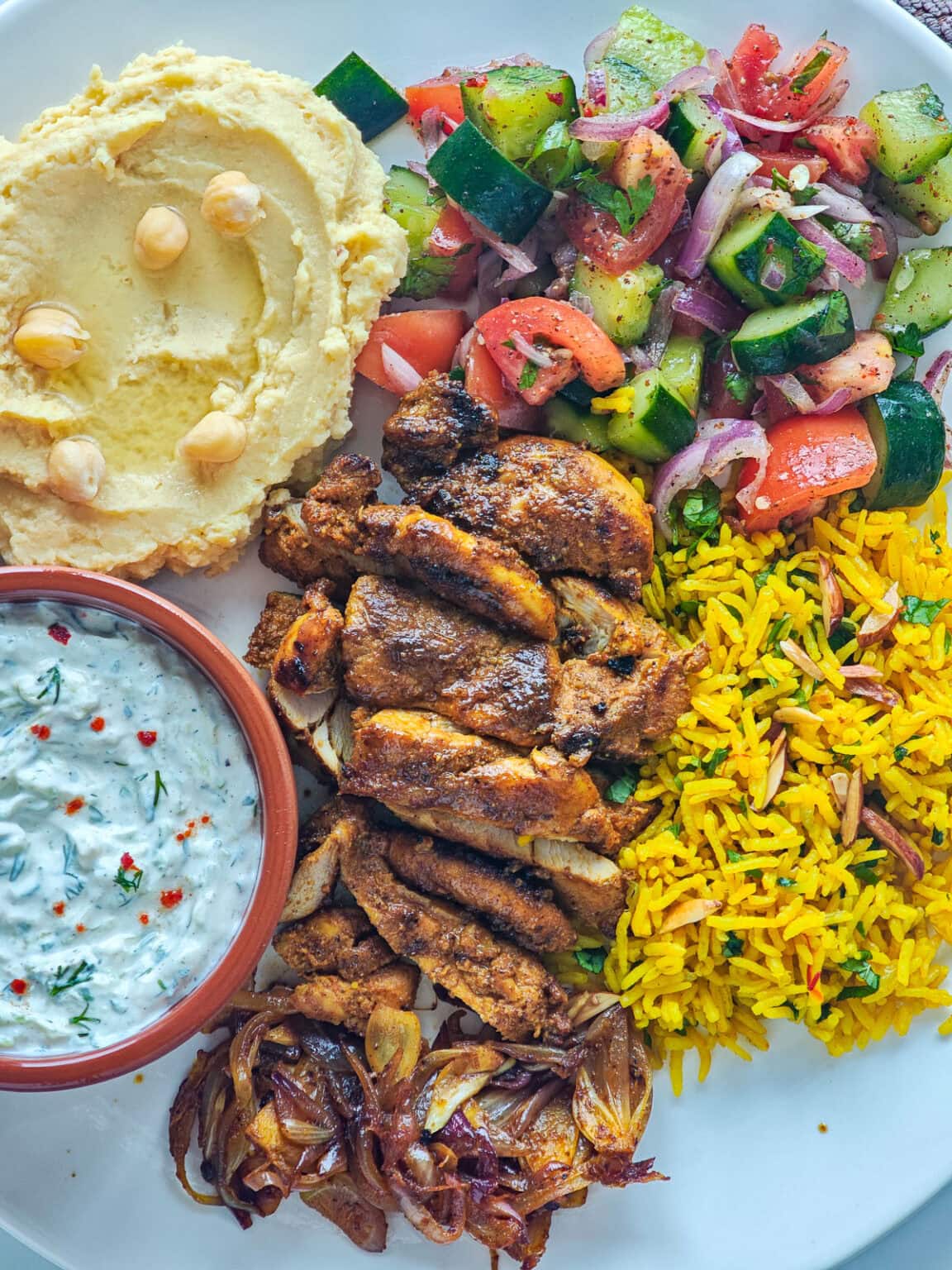 Mediterranean Chicken Shawarma Plate - Go Healthy Ever After